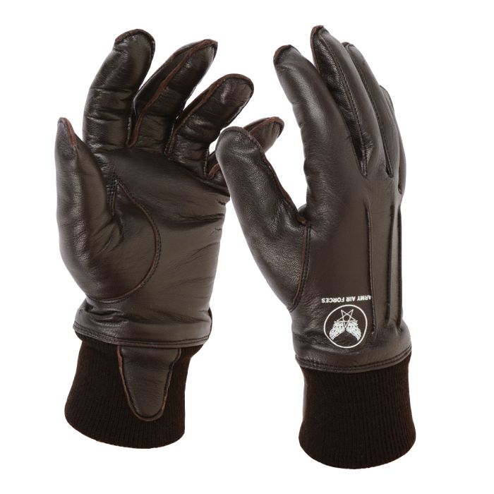 US A10 Stamped Leather Pilot Gloves - Dark Brown - Imperfect - Epic ...