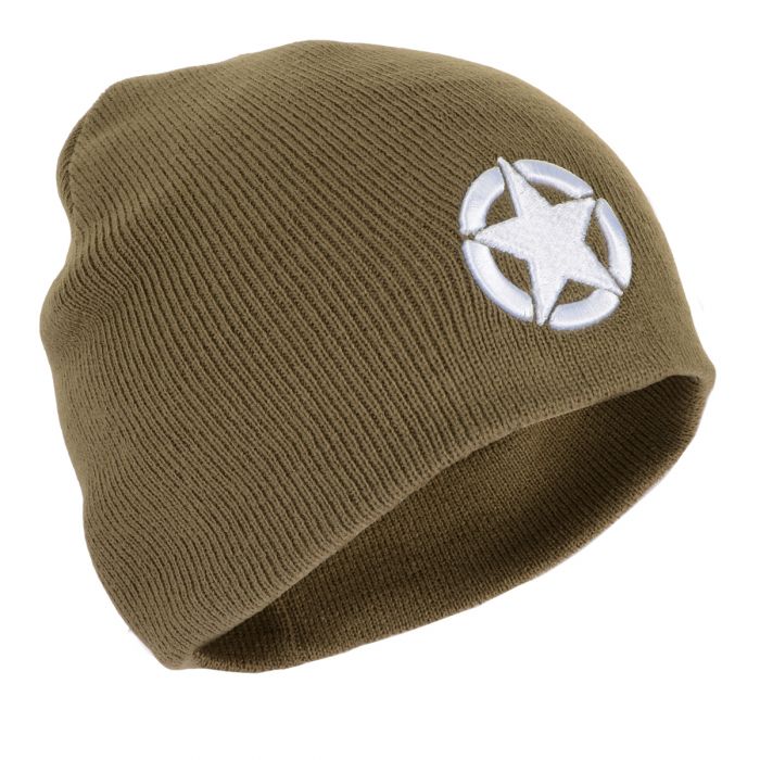WW2 Star Beanie Hat - US Olive - Epic Militaria