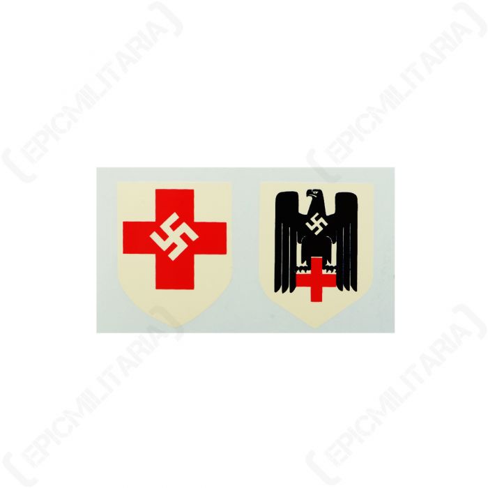 WW2 German Helmet Decals - Red Cross - Epic Militaria