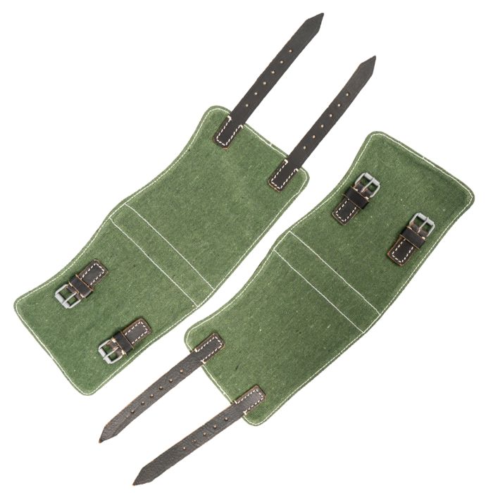 WW2 German Green Gaiters - Black Leather - Epic Militaria