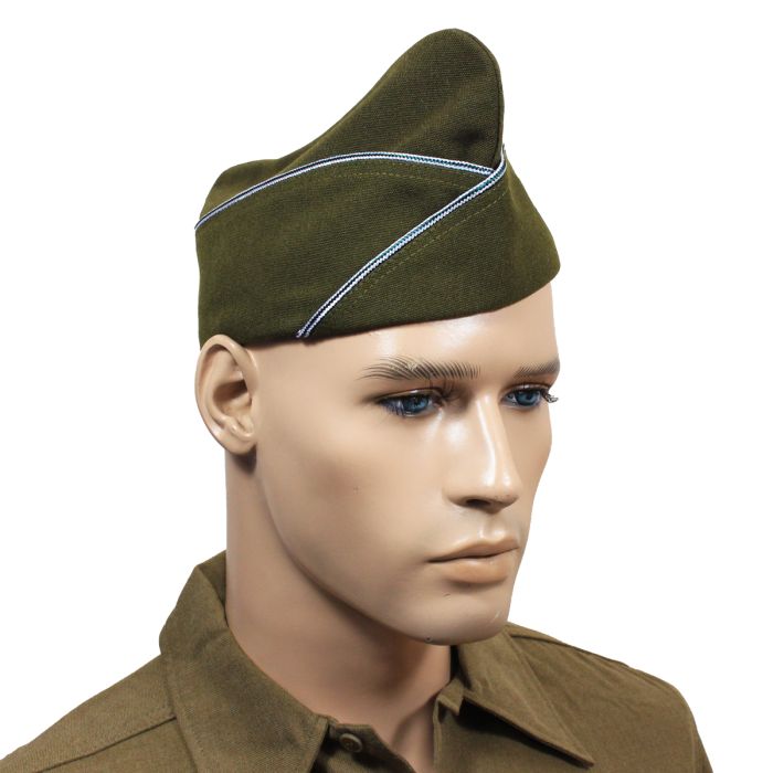 WW2 US Issue Type Garrison Cap - Green and White Piped - Epic Militaria