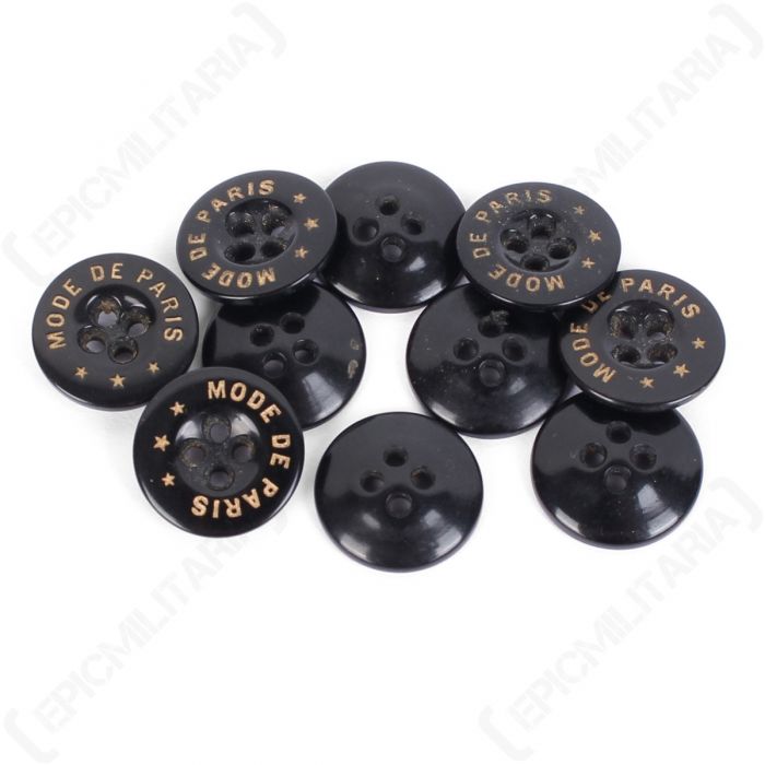 Black Vintage Buttons - Mode De Paris - 1.4 cm - Epic Militaria