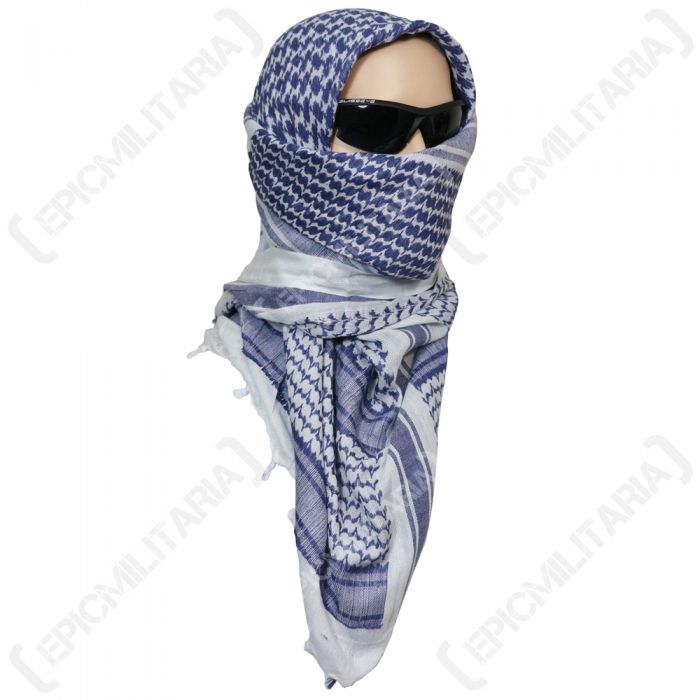 Shemagh Headscarf - White and Blue - Epic Militaria