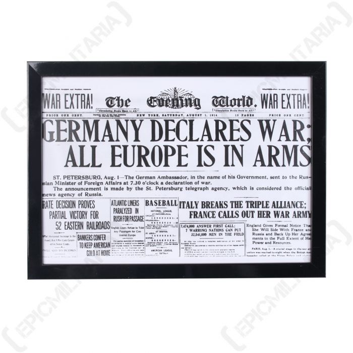 Declaration of War Newspaper Print - Epic Militaria
