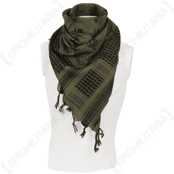 Skull Shemagh Headscarf - Olive and Black - Epic Militaria