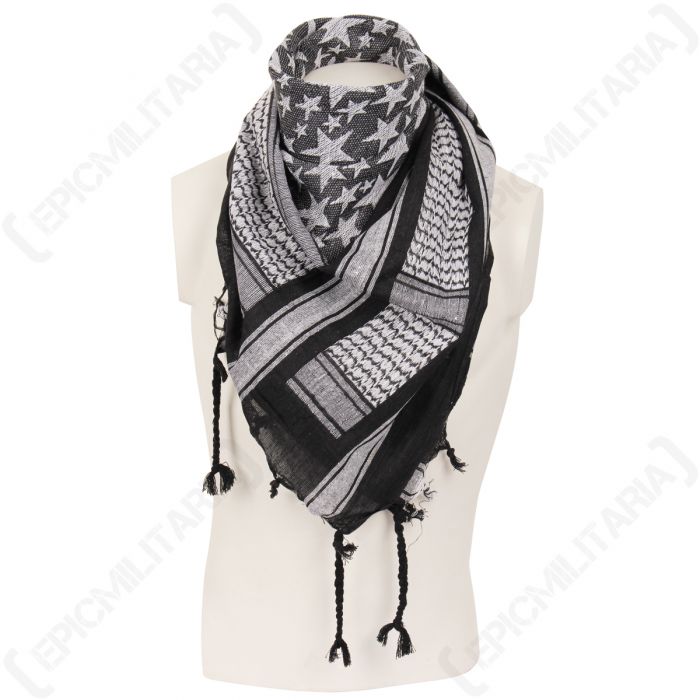Stars Shemagh Headscarf - White and Black - Epic Militaria