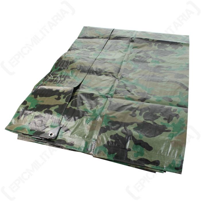 Woodland Camo Tarpaulin 200cm x 300cm - Epic Militaria