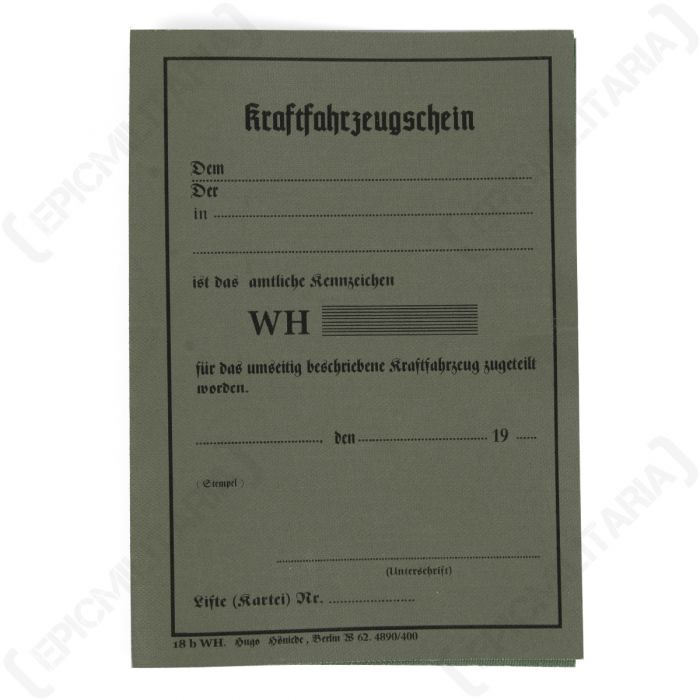 WW2 German Vehicle Registration Document - Epic Militaria
