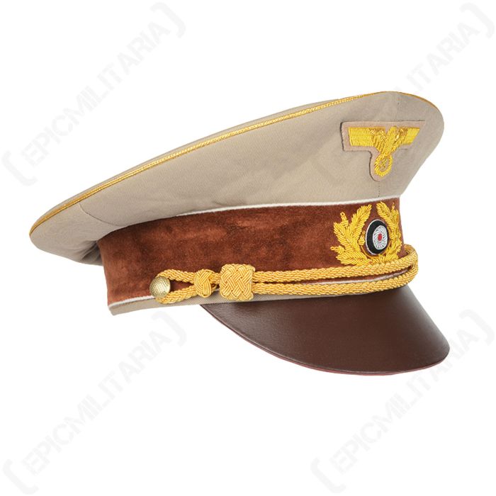 WW2 German Hitler Visor Cap - Khaki - Epic Militaria