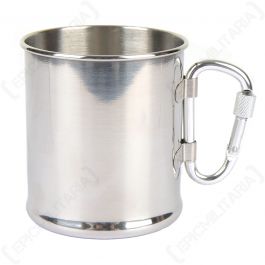 Stainless Steel Mug with Carabiner Handle - Epic Militaria