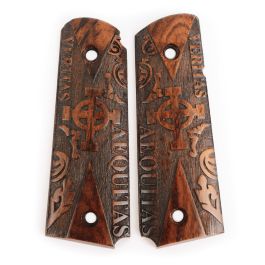 US Engraved Wooden Colt Grips - Veritas Cross - Epic Militaria